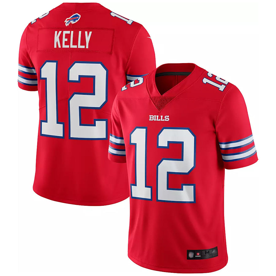 B.Bills #12 Jim Kelly Player Red Game Replica Limited Football Jerseys ...